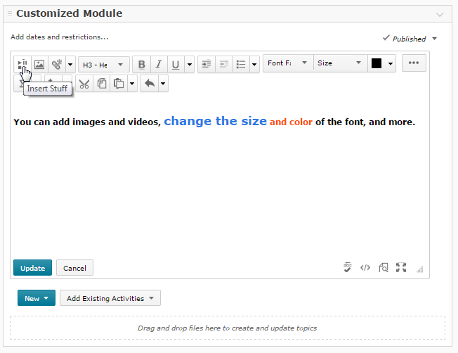 Customizing The Content Module In Mycourses Teaching For Learning